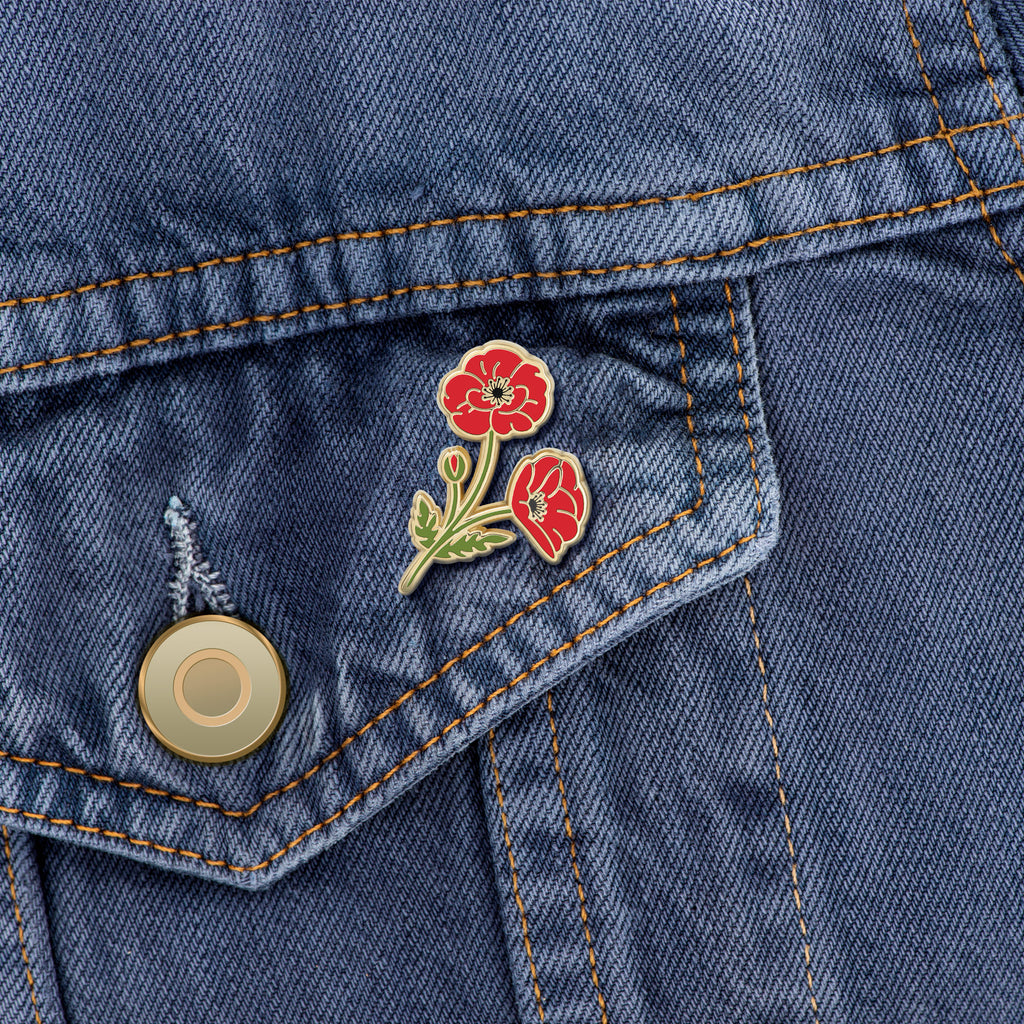 Poppy Wildflower Enamel Pin | August Birth Month Flower – Plant Scouts