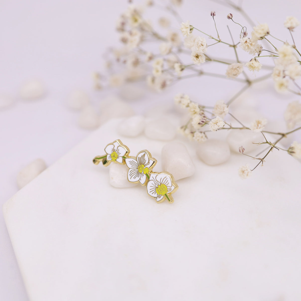 Orchid (White) Flower Enamel Pin | Wedding Lapel Pin – Plant Scouts