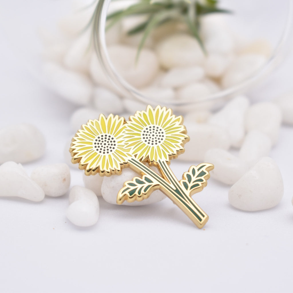 Sunflower Flower Enamel Pin | Floral Enamel Pin – Plant Scouts