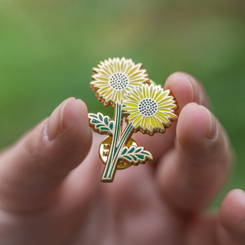 Sunflower Flower Enamel Pin | Floral Enamel Pin – Plant Scouts